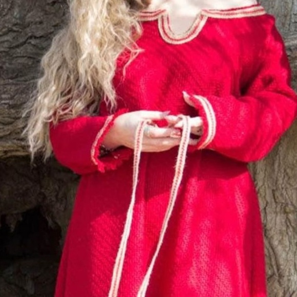 Dresses | Red Viking Dress Wool Viking Dress Sun And Flame Red Viking ...